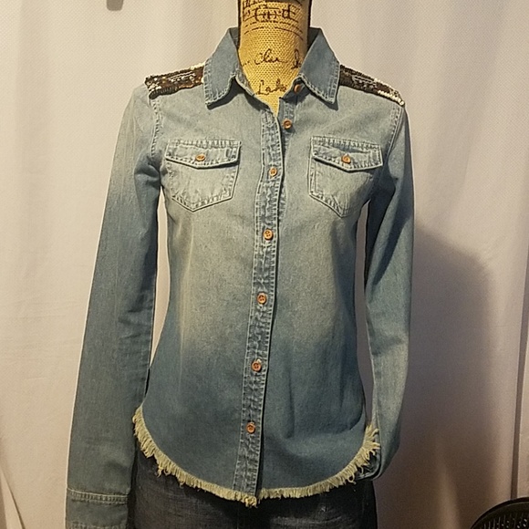 Miss Me | Tops | Miss Me Denim Button Down Shirts | Poshmark
